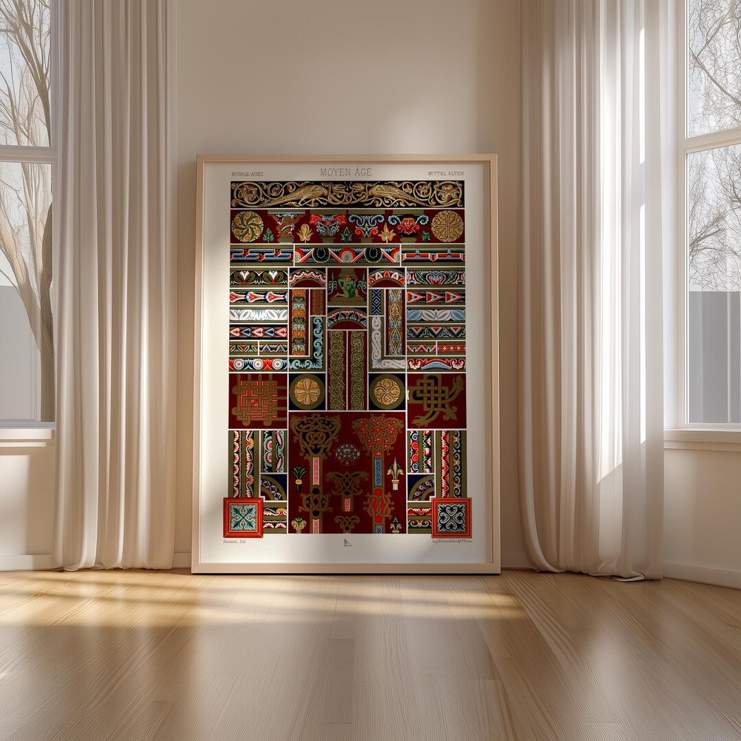 Medieval Ornamental Wall Art Print, Middle Ages Decorative Patterns ...
