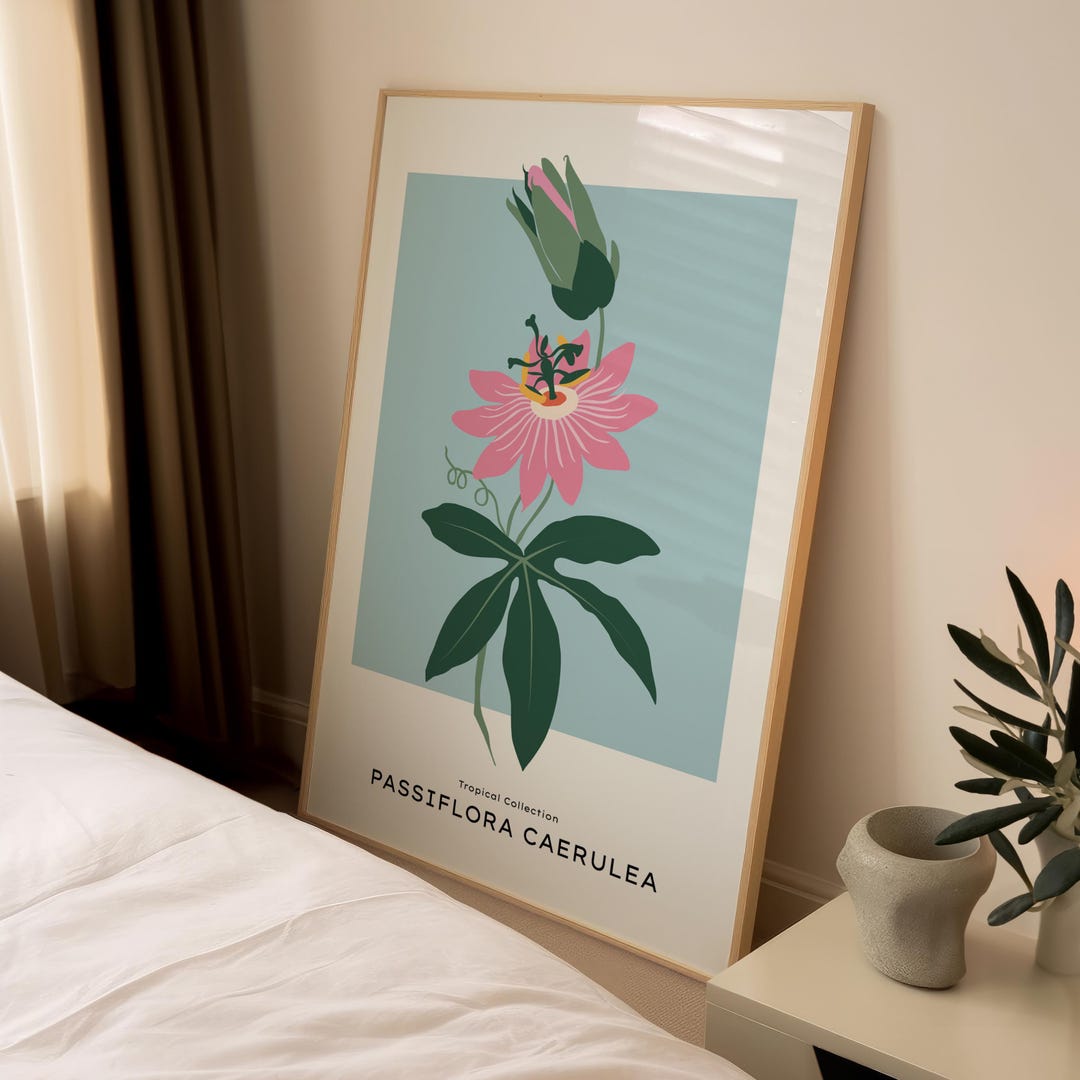 Passiflora Caerulea Wall Art Print: Passion Flower Poster Botanical ...