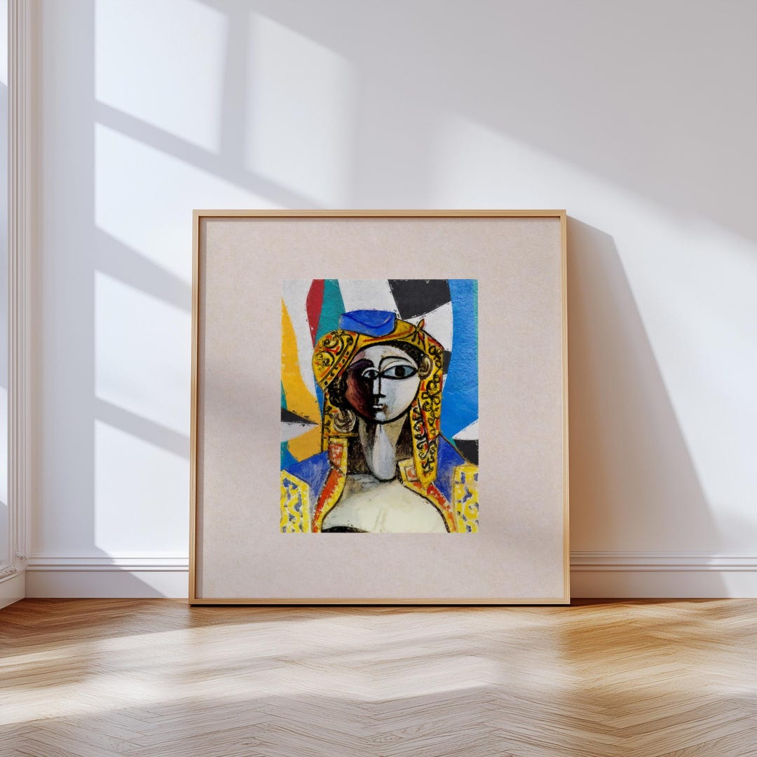Picasso-inspired Cubist Portrait Square Wall Art Print, Modernist ...