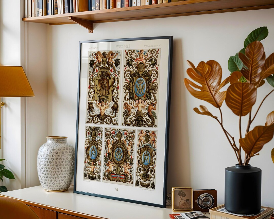 17th Century Heraldic Wall Art Print, Vintage Baroque Crest Poster ...