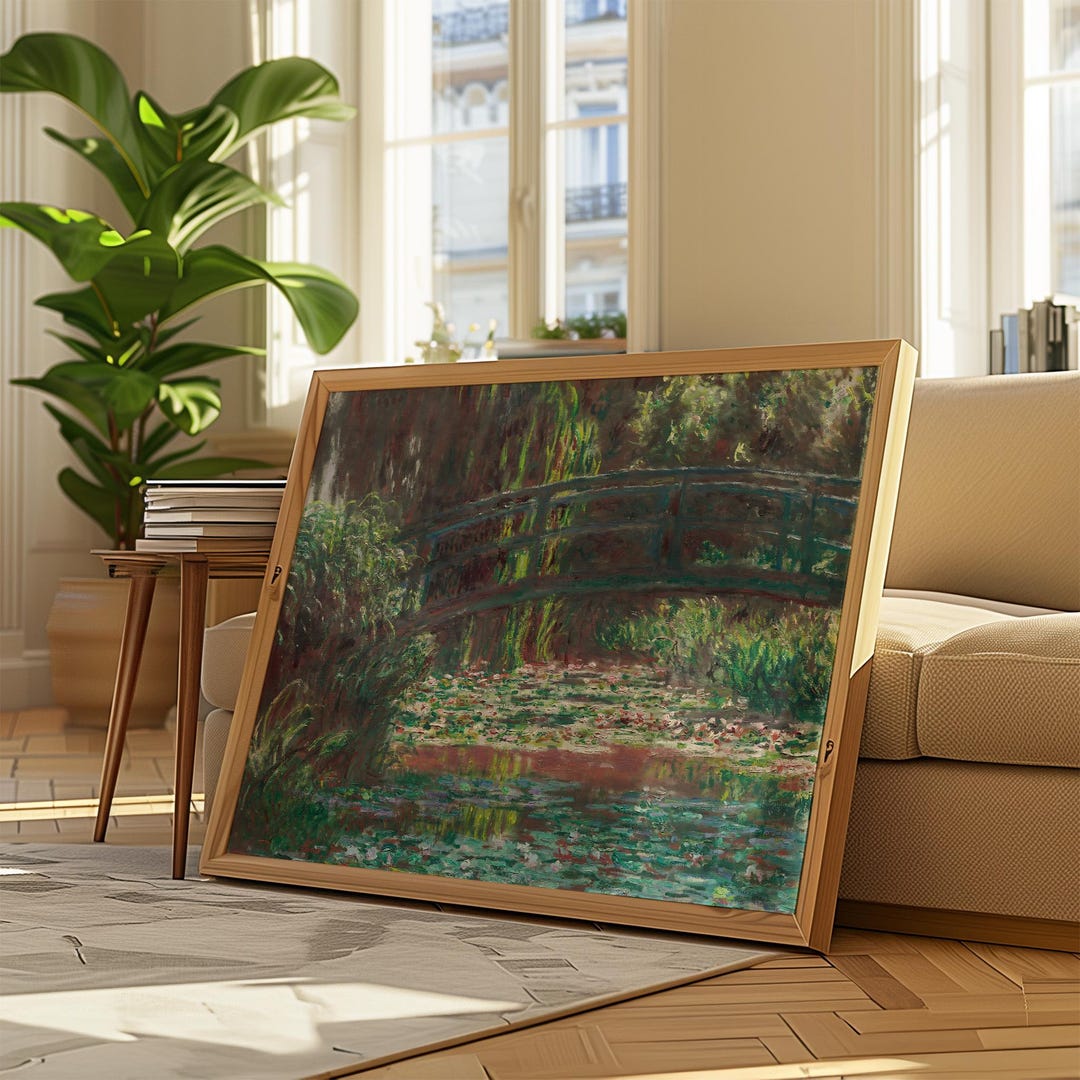 Claude Monet Water Lily Bridge Wall Art Print, Impressionist Pond ...