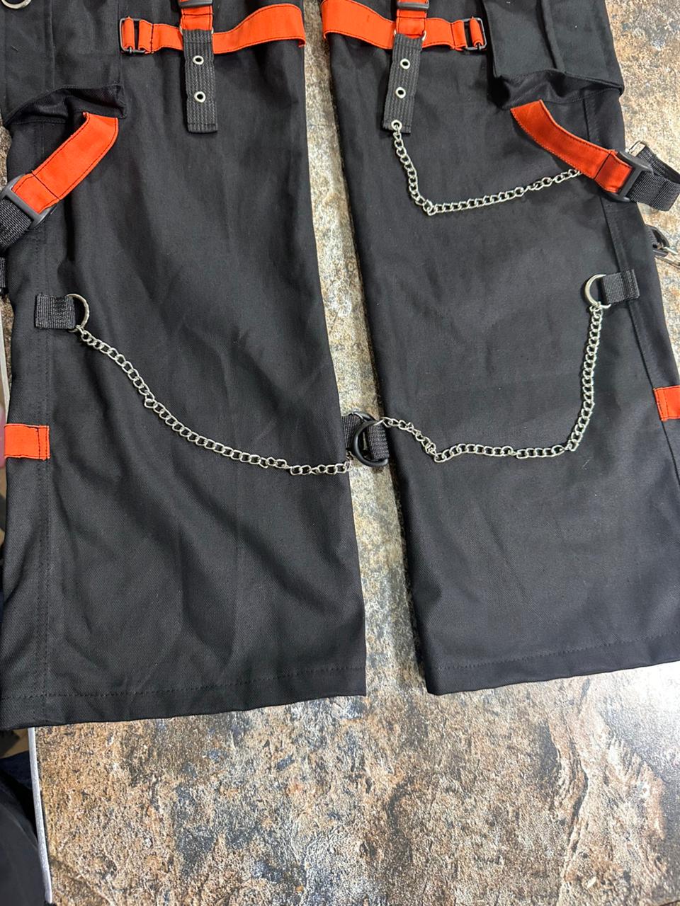 Cyberpunk Cargo Pants With Orange Straps, Handmade Utility Streetwear ...