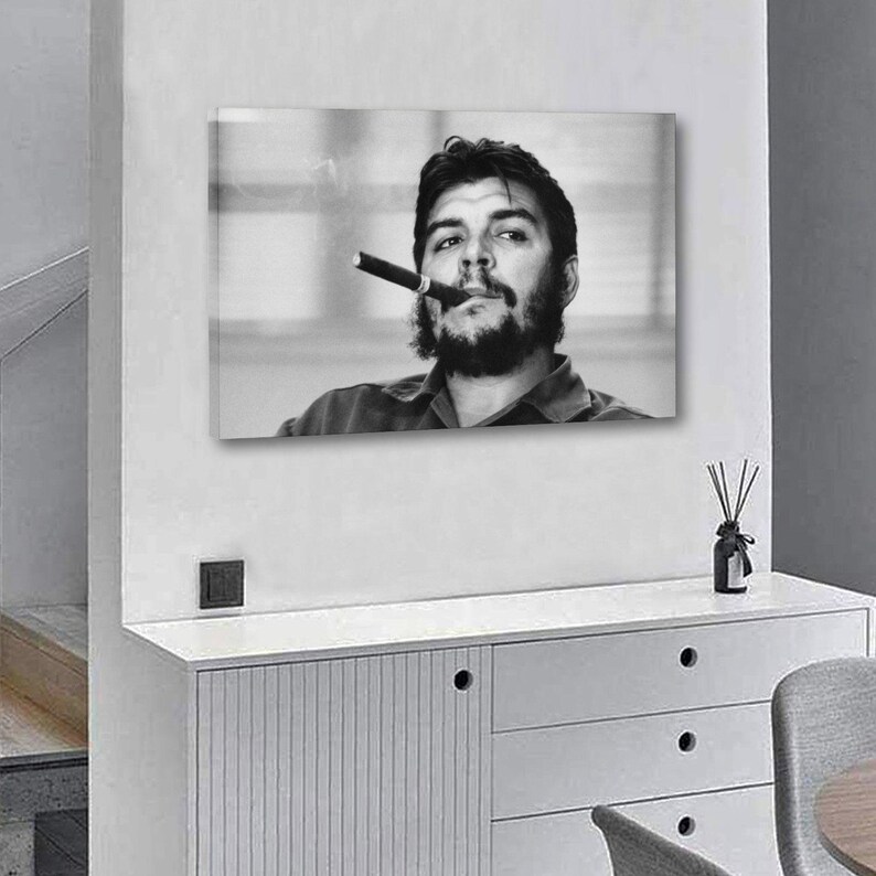 Che Guevara Smoking A Cigar Painting on Canvas Wall Art Poster Picture ...