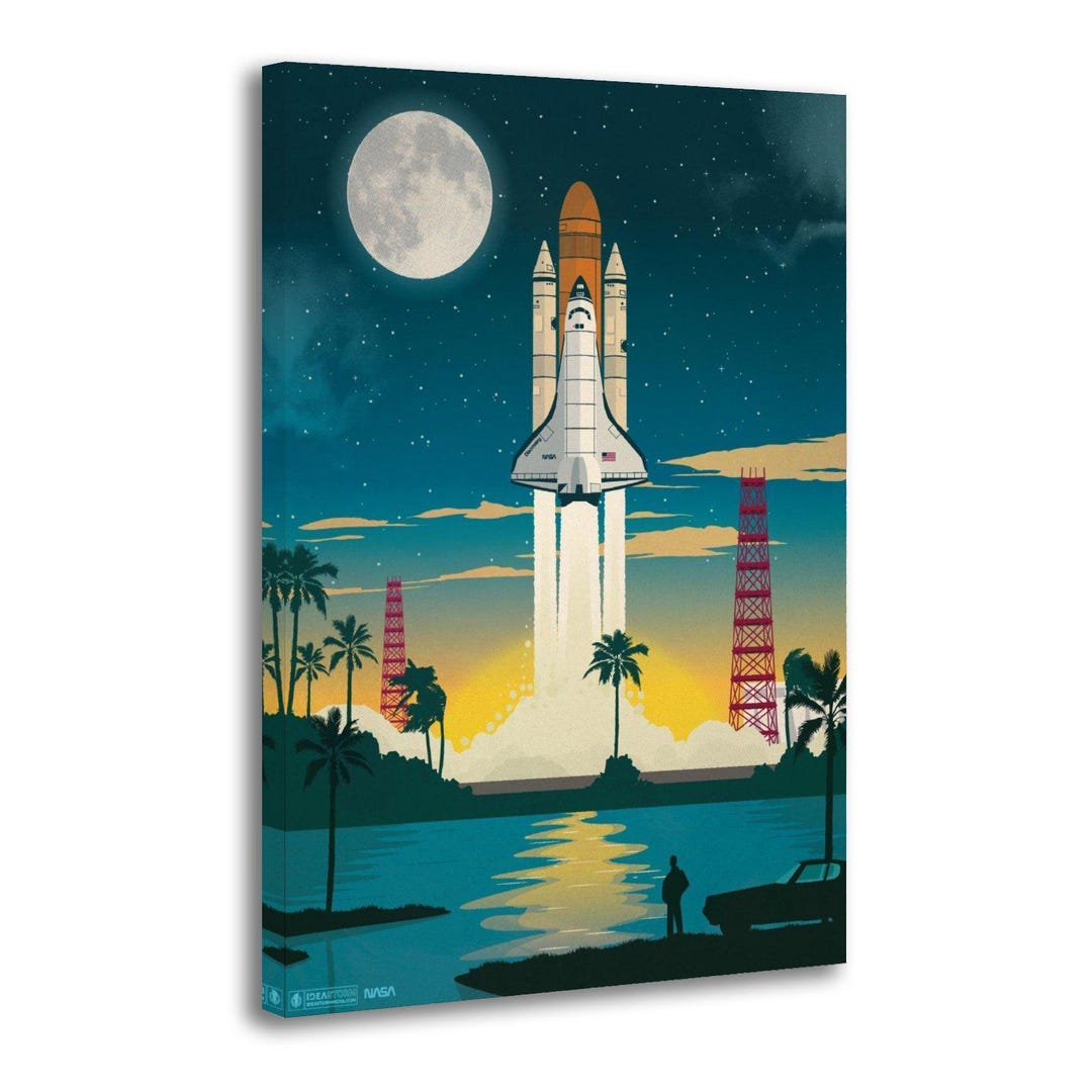 Vintage NASA Space Shuttle Canvas Print, Retro Rocket Launch Art - Etsy