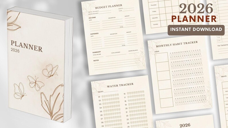 2026 Digital Planner Printable | Monthly Weekly Daily Planner PDF ...