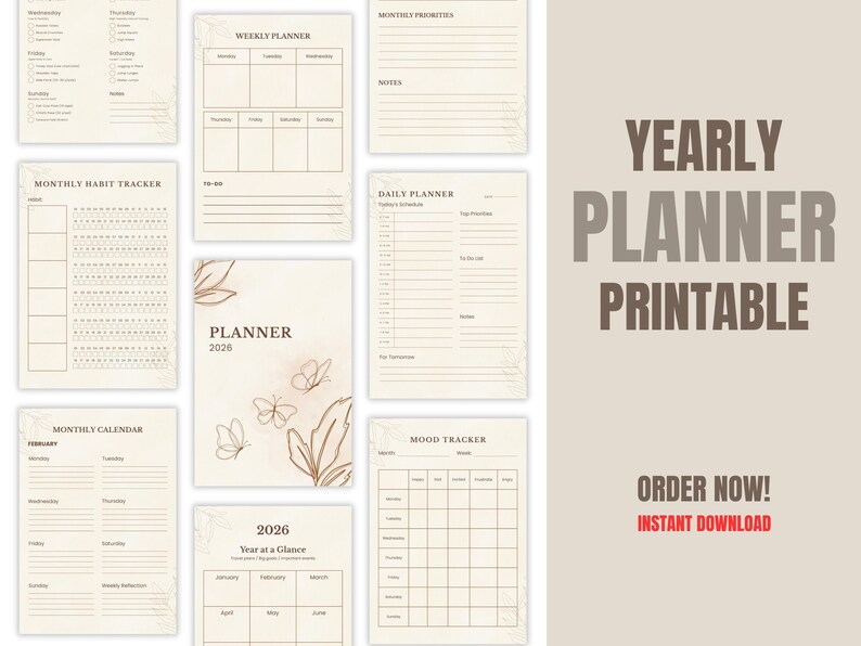 2026 Digital Planner Printable | Monthly Weekly Daily Planner PDF ...
