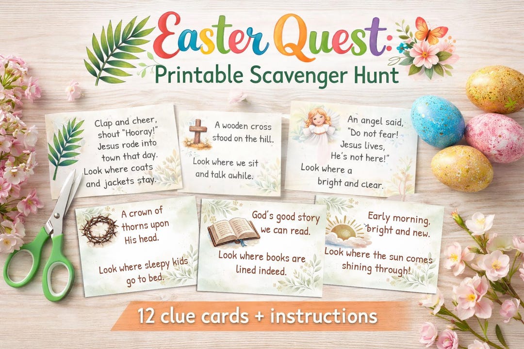 Christian Easter Scavenger Hunt Printable for Kids, Easter Quest Game ...