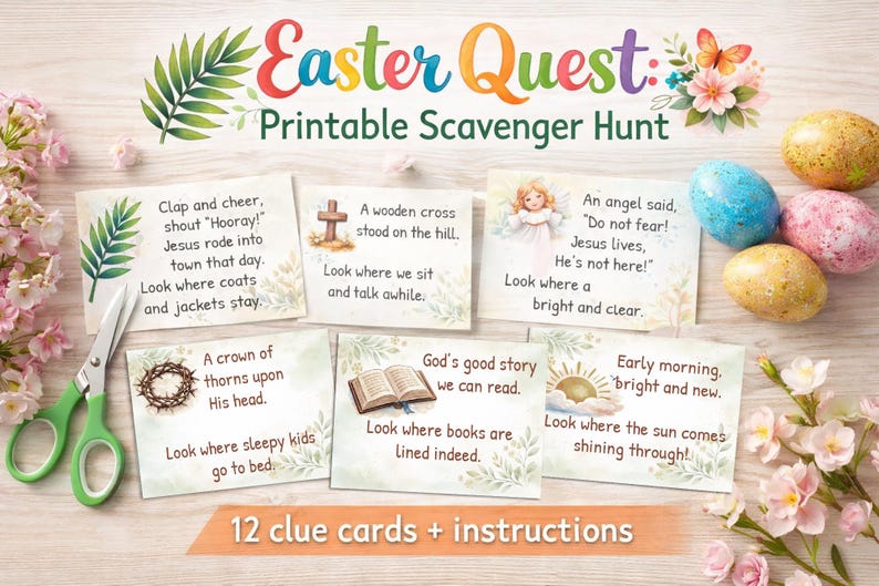 Christian Easter Scavenger Hunt Printable for Kids, Easter Quest Game ...