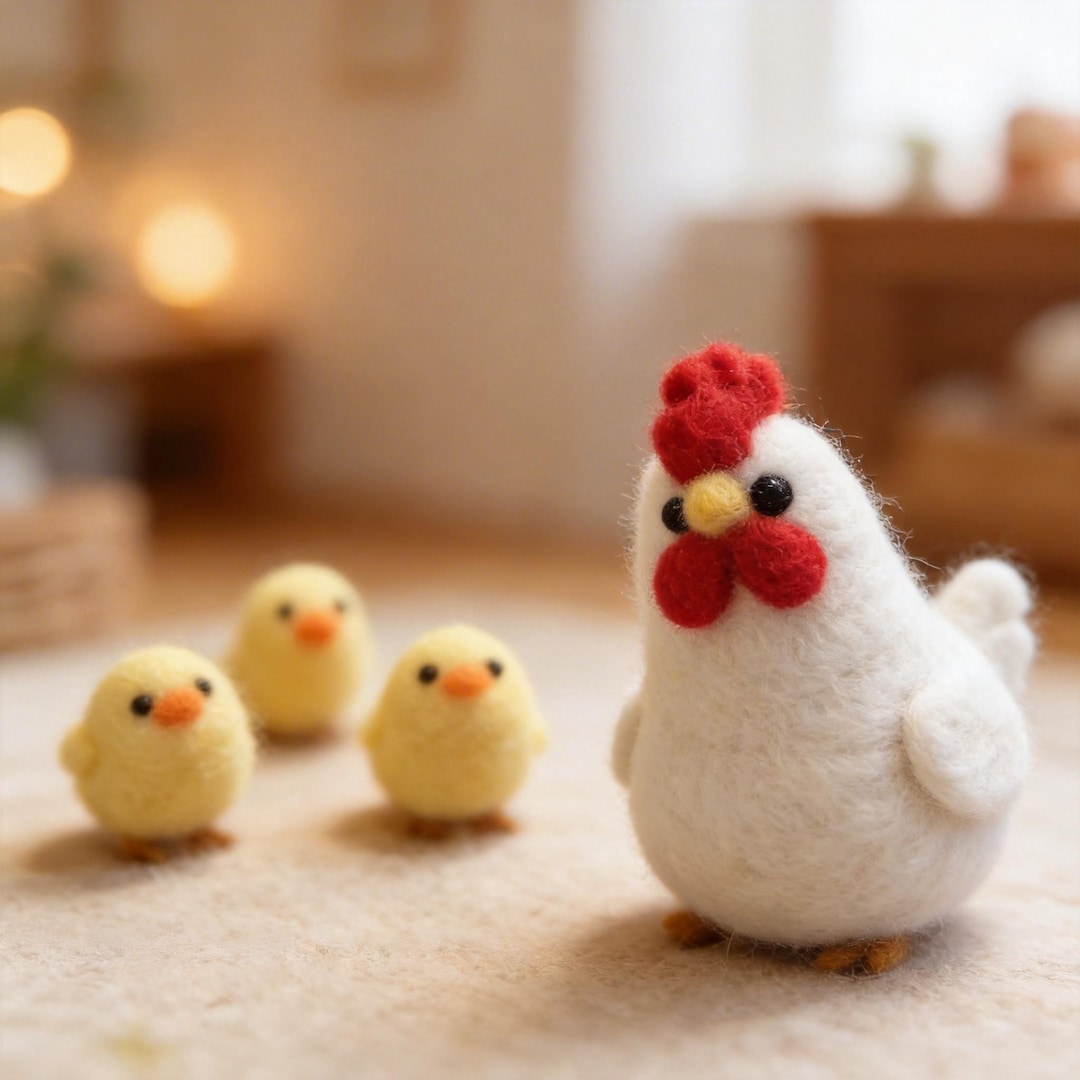 Handmade Needle Felted, Wool Hen With Chicks Set Option, Farmhouse Desk ...