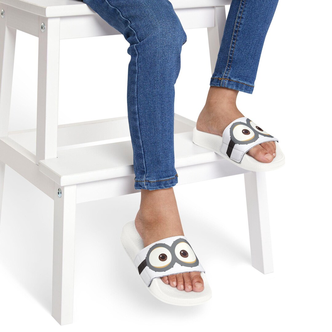 Minion Eyes Youth Sandals | Removable Strap Slide - Etsy