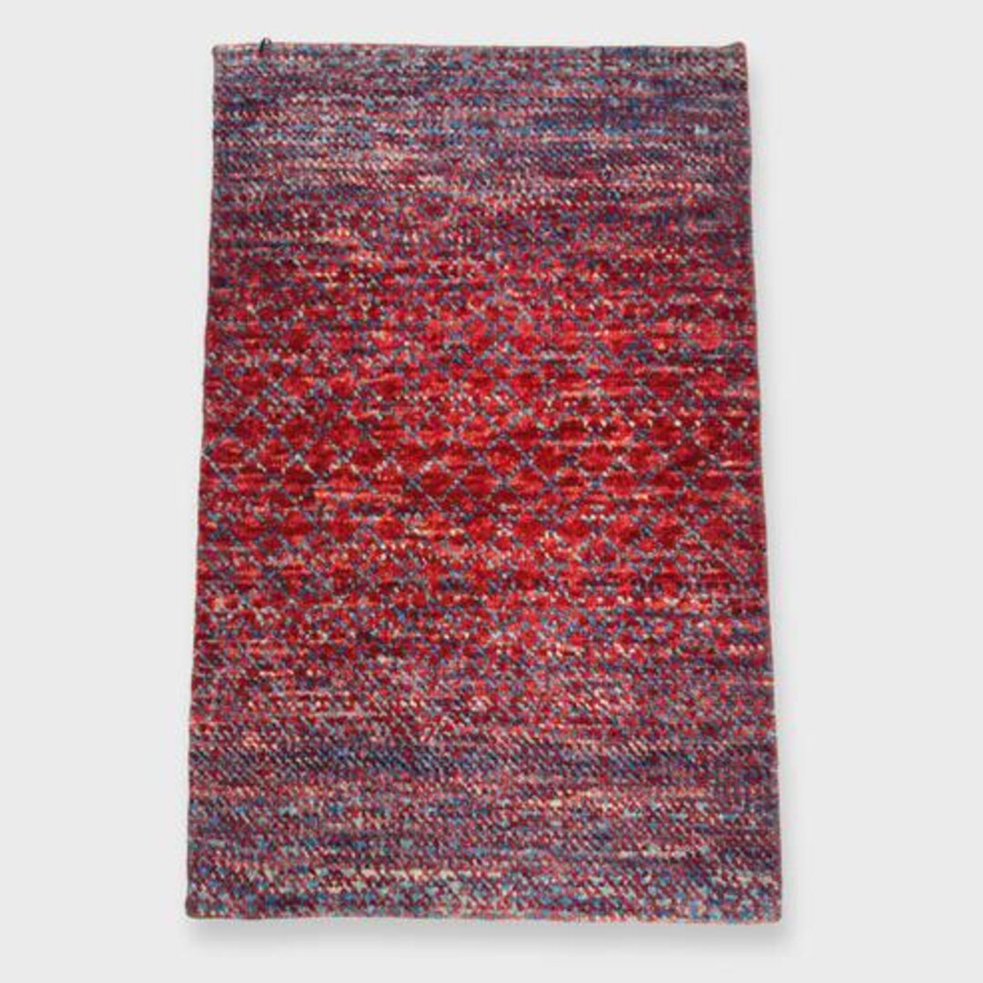 Hand Knotted Indo Nepali Wool Rug, Textured Geometric Weave - Etsy