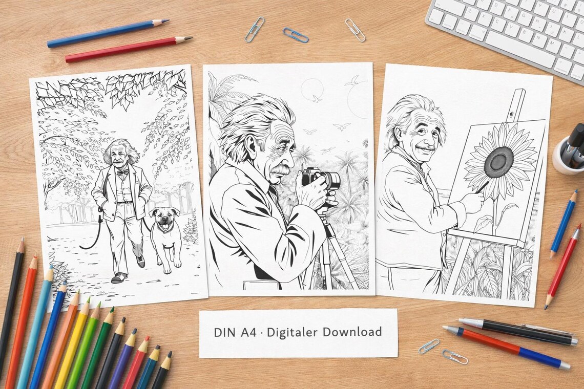 Albert Einstein Coloring Pages – 20 Creative Coloring Templates for ...
