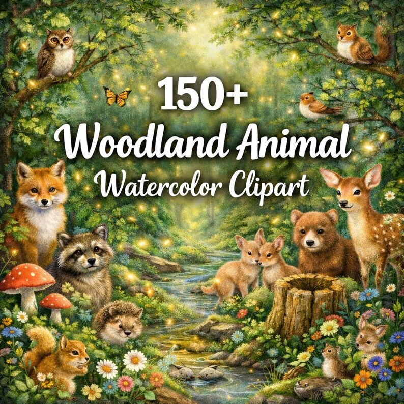 150+ Woodland Animal Watercolor Clipart | Forest Animals Clipart Bundle ...