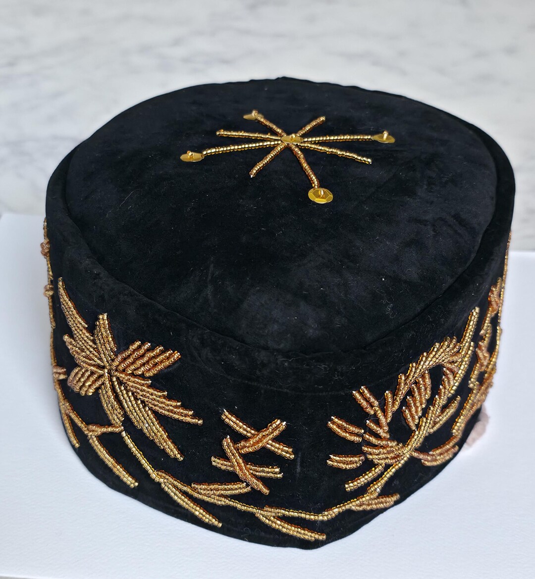 Igbo Ozo Cap | Beaded Velvet Crown Hat for African Weddings - Etsy