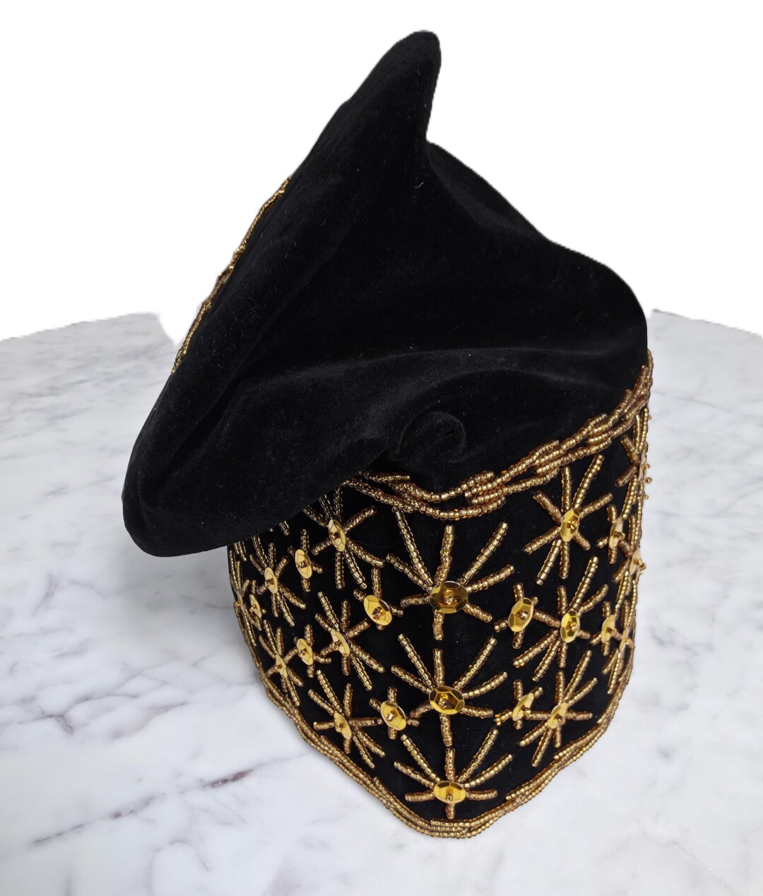Black Velvet Beaded Fila Cap, Yoruba Wedding Hat - Etsy