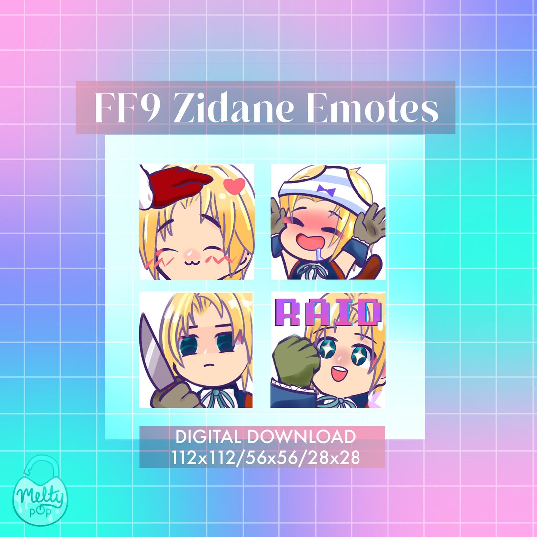 Zidane | FF9 - 4 Emote Bundle for Twitch Streamers, Discord, Youtube ...