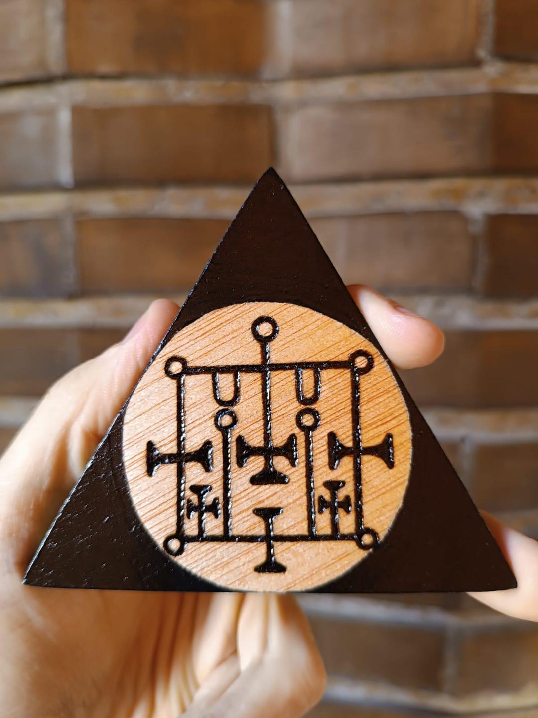 ALLOCES Sigil Goetia, Burned in Plywood, Triangle of Invocation 10cm ...