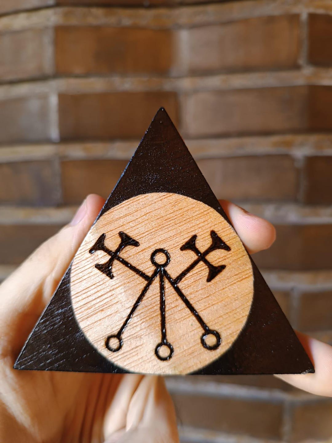 MARBAS Sigil Goetia, Burned in Plywood, Triangle of Invocation 10cm ...