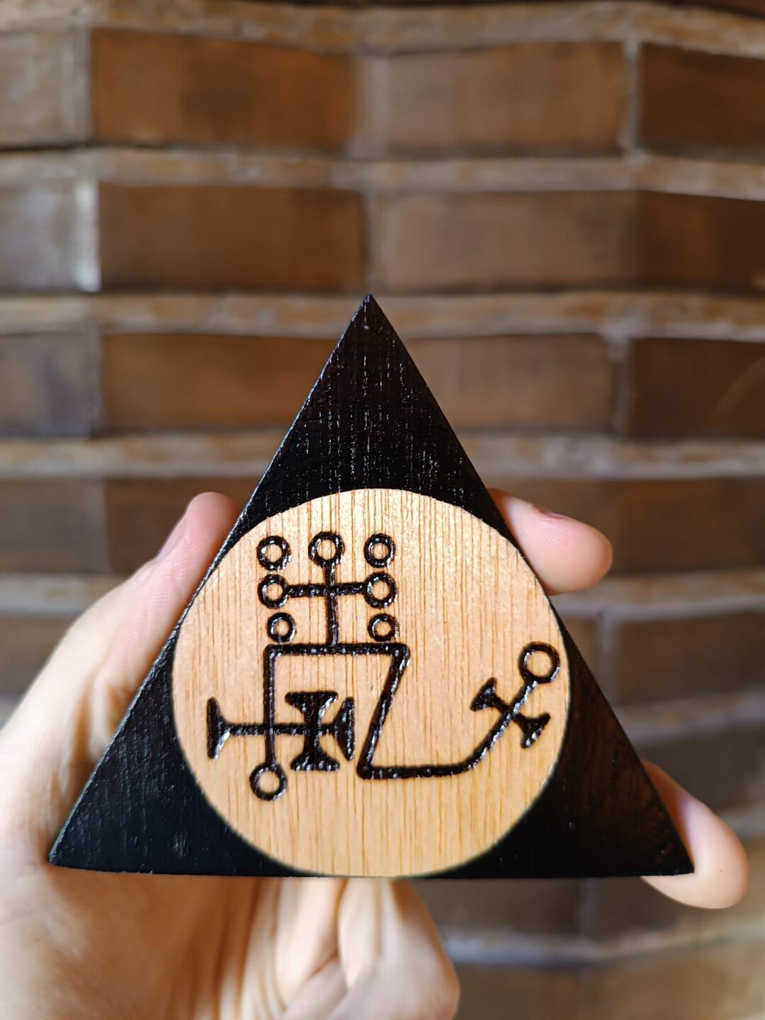 DANTALION Sigil Goetia, Burned in Plywood, Triangle of Invocation 10cm ...