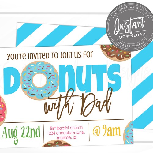 Donuts With Dad Invitation School Flyer Father's Day - Etsy