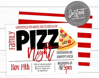 Pizza Party Invitation - Etsy