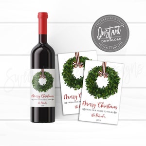 EDITABLE Christmas Wine Label, Christmas Gift Idea, Printable Teacher ...