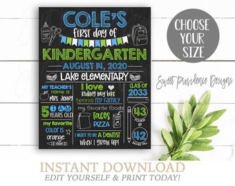 Back to School Chalkboard First Day of School Sign ANY | Etsy