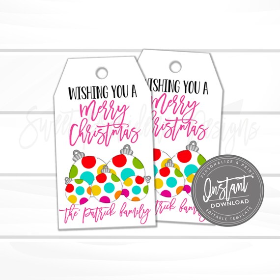 EDITABLE Christmas Favor Tag, DIY Christmas Tag, Holiday Favor Tag ...