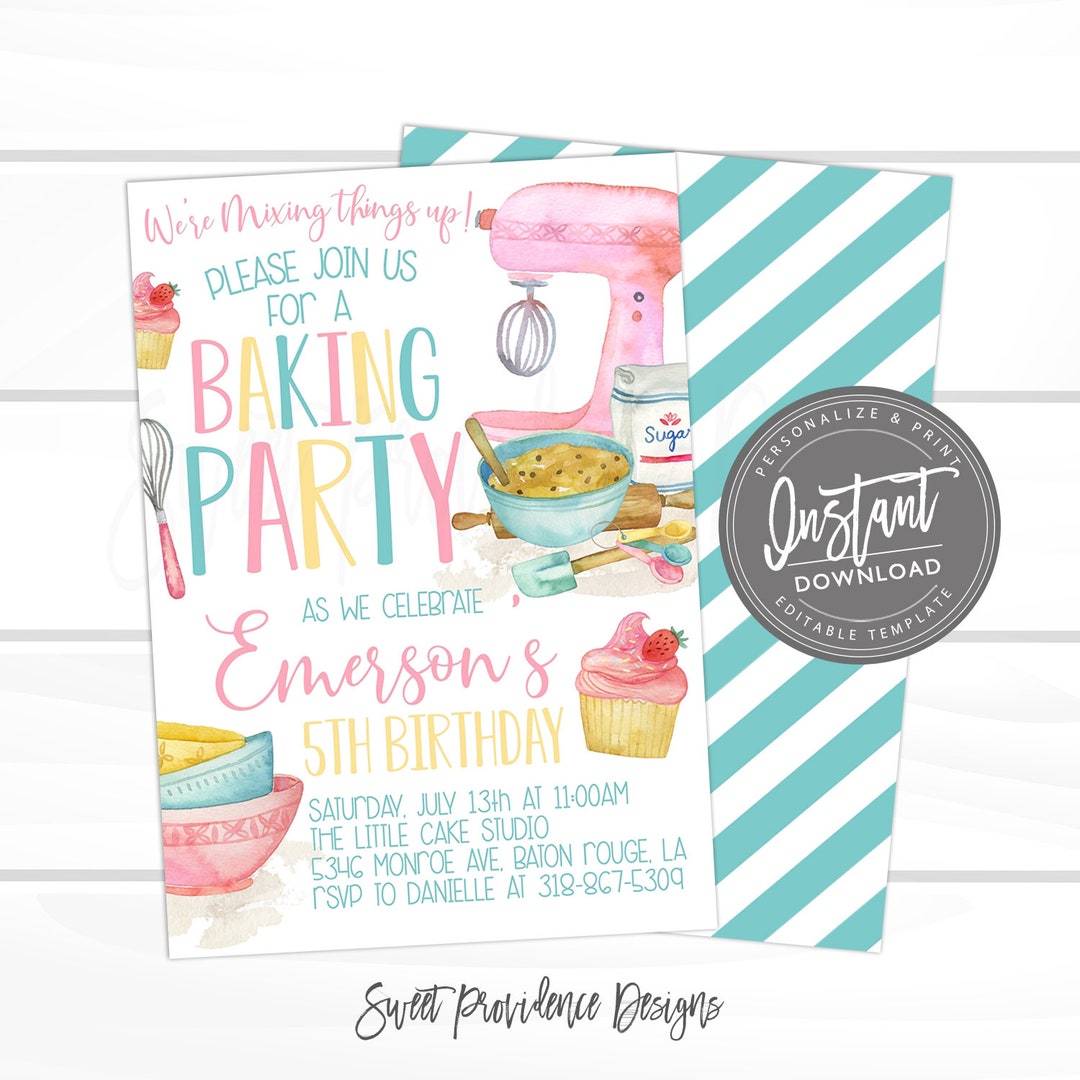 Baking Party Birthday Invitation, Cupcake Party Invitation, Mix It up ...