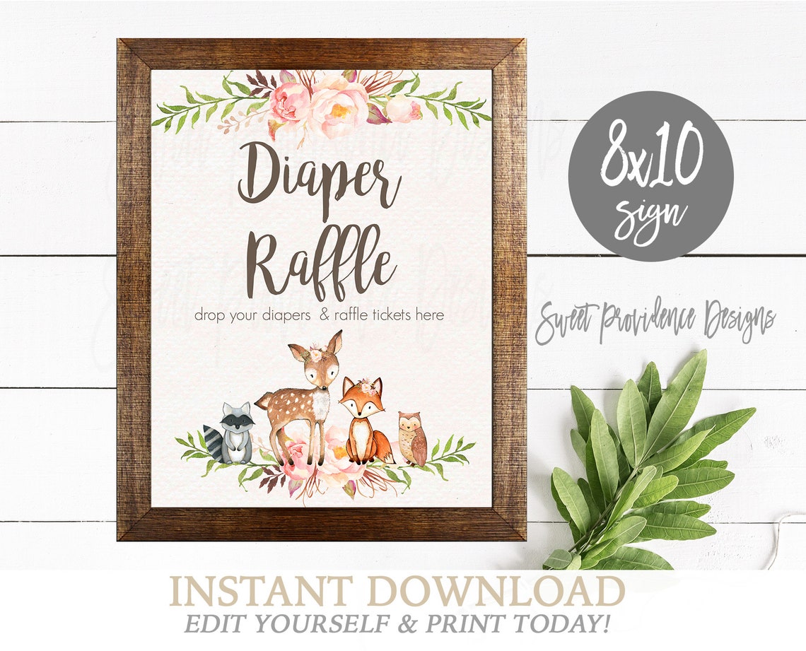 Diaper Raffle Table Sign Baby Shower Diaper Sign Editable | Etsy