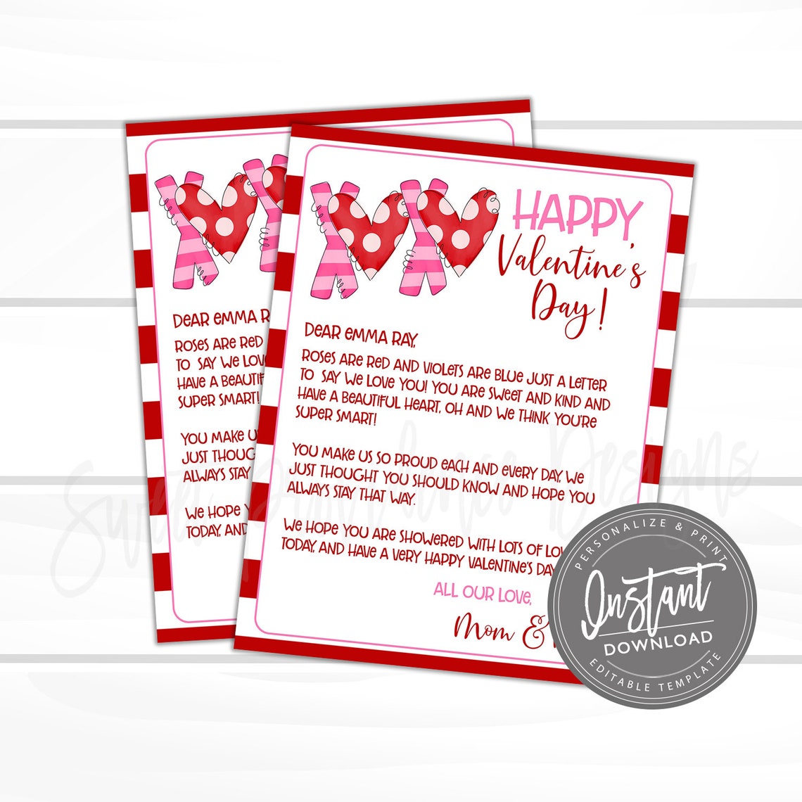 Editable Valentine's Day Letter Love Letter Gift for | Etsy