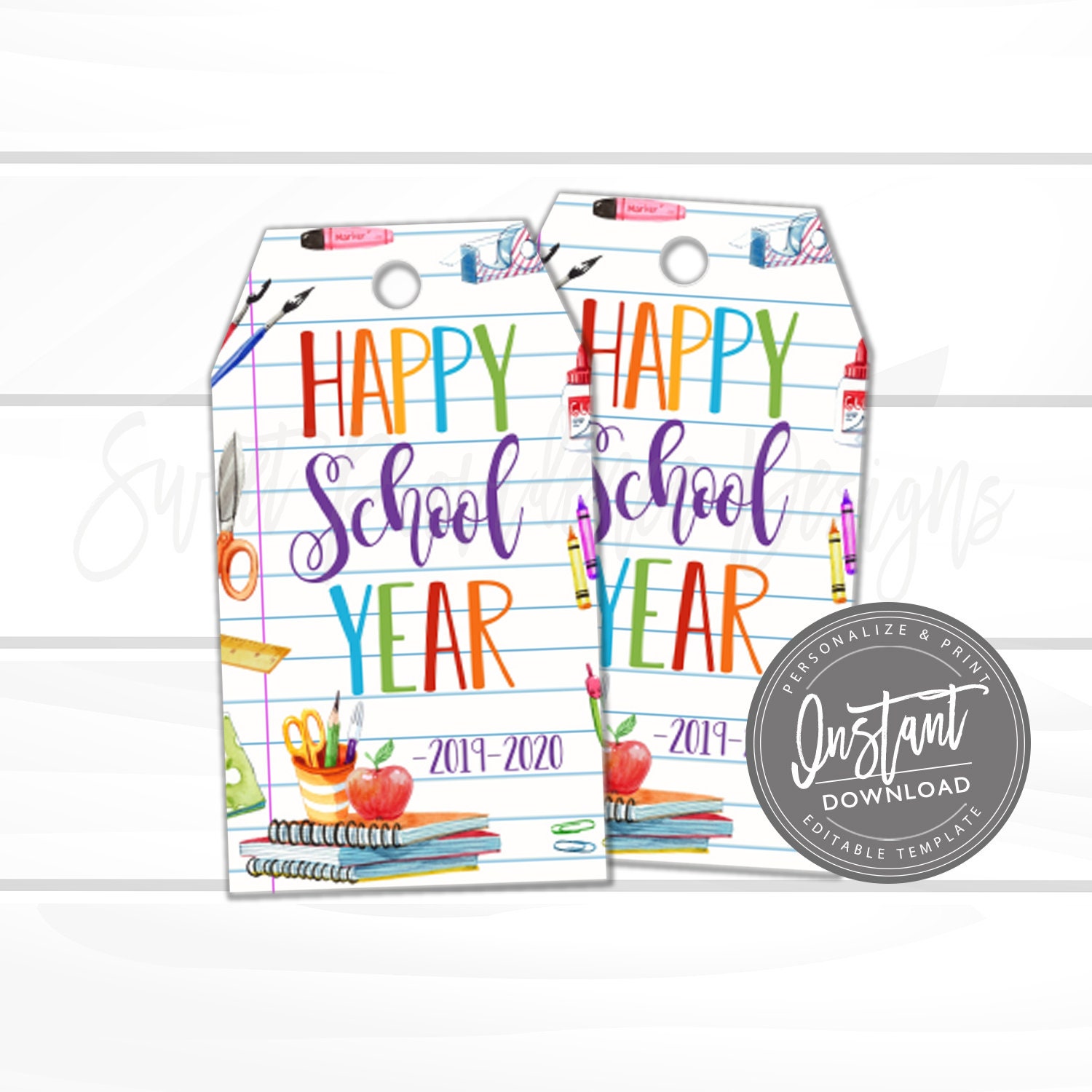 Back to School Teacher Printable Gift Tag Happy School Year | Etsy