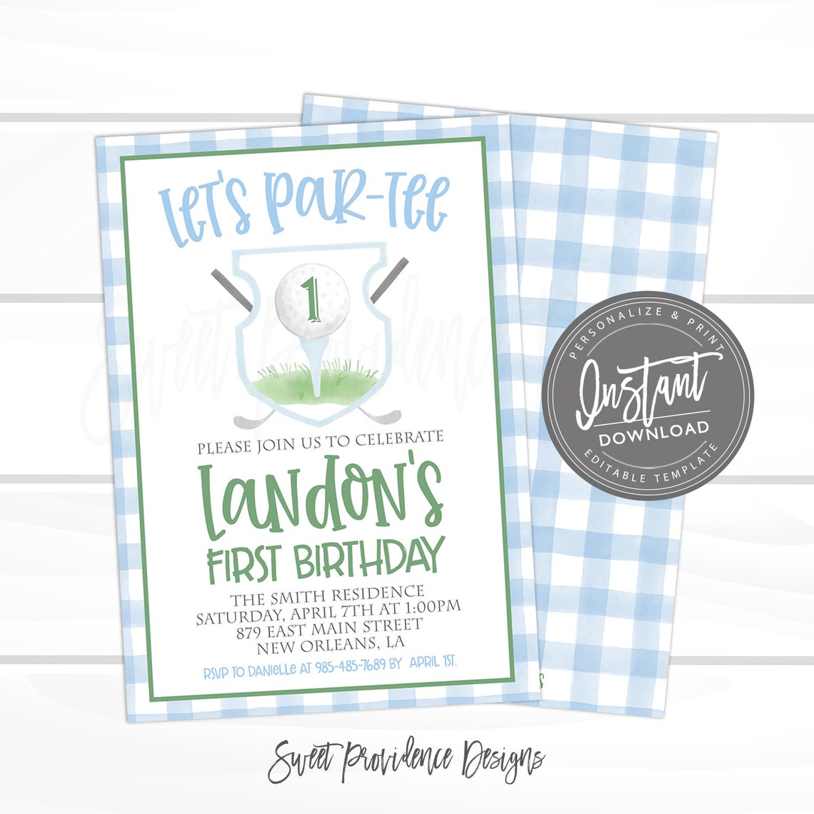 Golf Birthday Invitation Let's Par-tee Editable Golf - Etsy