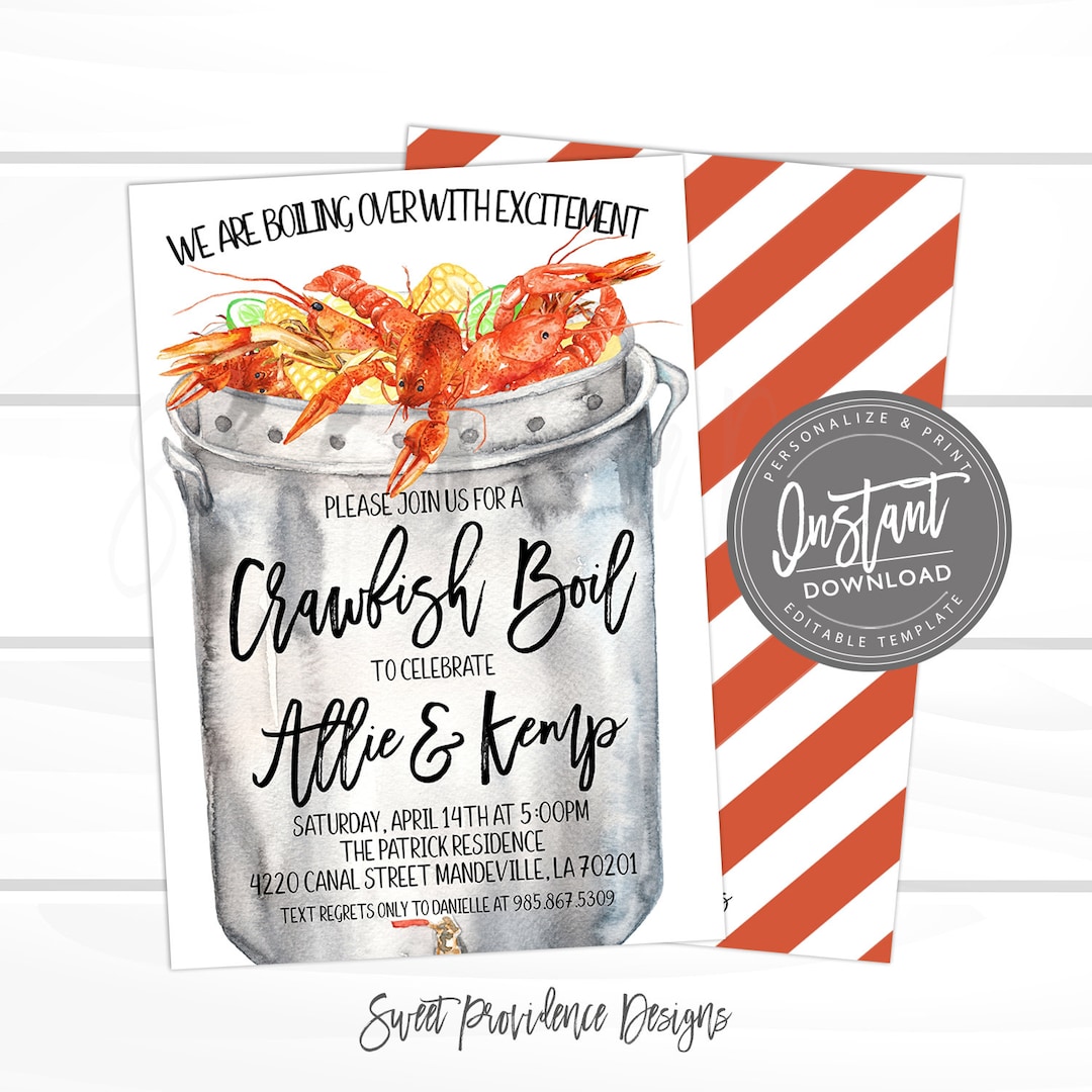 Crawfish Boil Invitation, Crawfish Couples Shower Invite, Editable ...