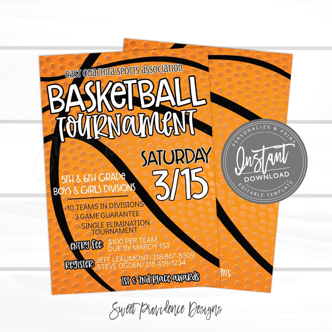 Basketball Tournament Invitation, It's Game Time, Editable Basketball ...