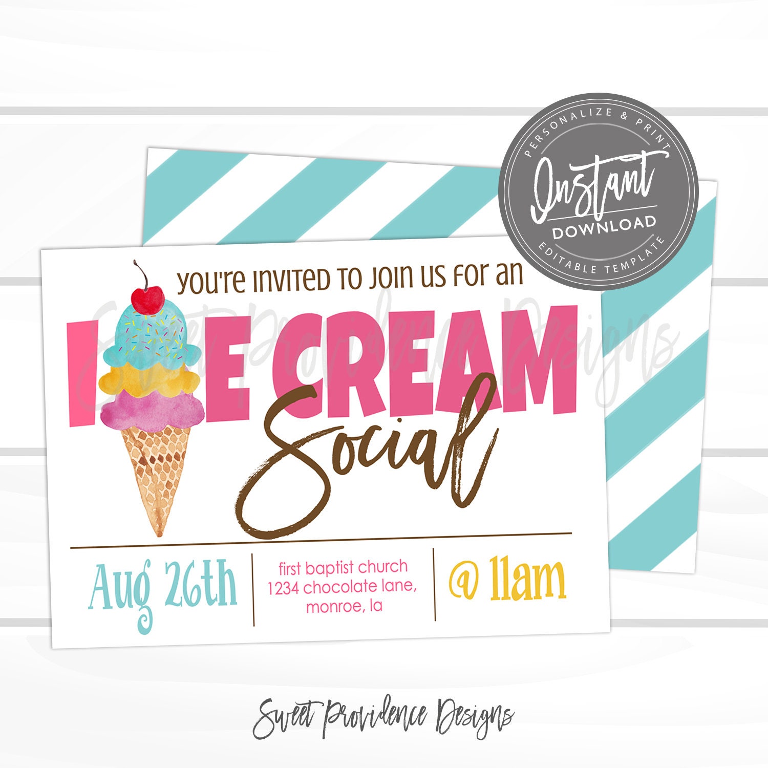 Ice Cream Social Invitation