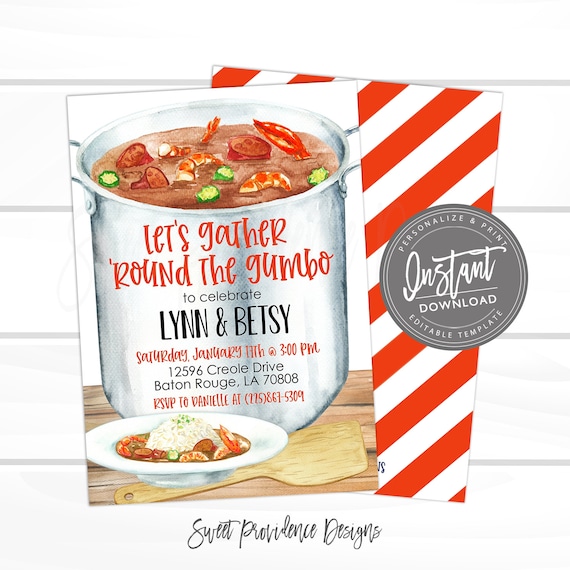 Gumbo Party Invitation Editable Invitation Any Occassion - Etsy