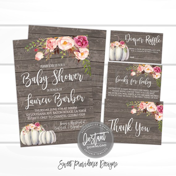 Fall Baby Shower Invitation, Little Pumpkin Baby Shower Invite, Rustic ...