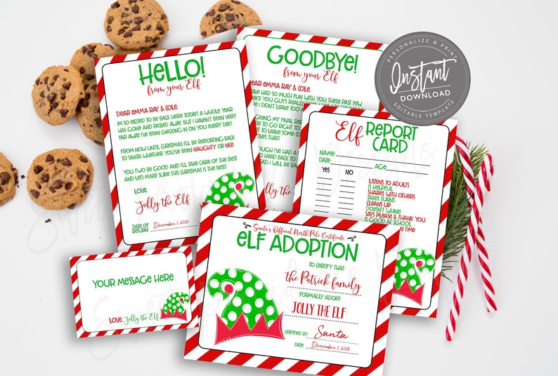 EDITABLE Elf Note Cards Printable Elf Letters Notes from the | Etsy