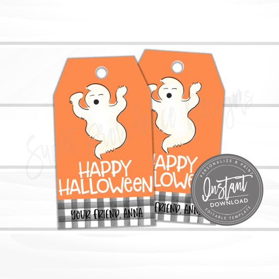 Halloween Gift Tag, Halloween Ghost Tags, Trick or Treat Bag Tag ...