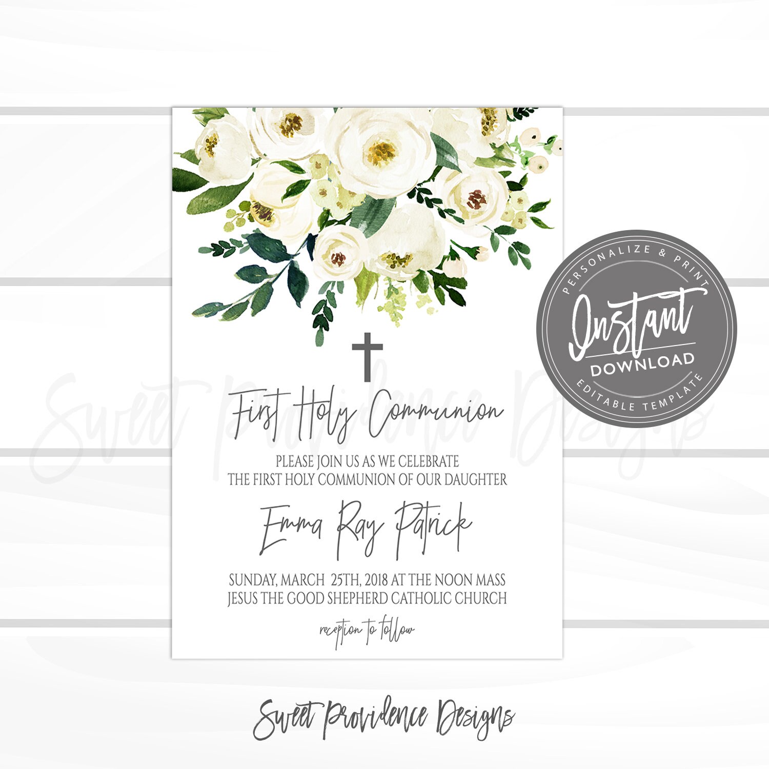 First Communion Invitation, EDITABLE 1st Holy Communion Party ...