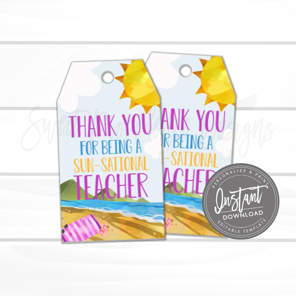 Teacher Appreciation Gift Tag Beach Theme Thank You Favor Tag | Etsy