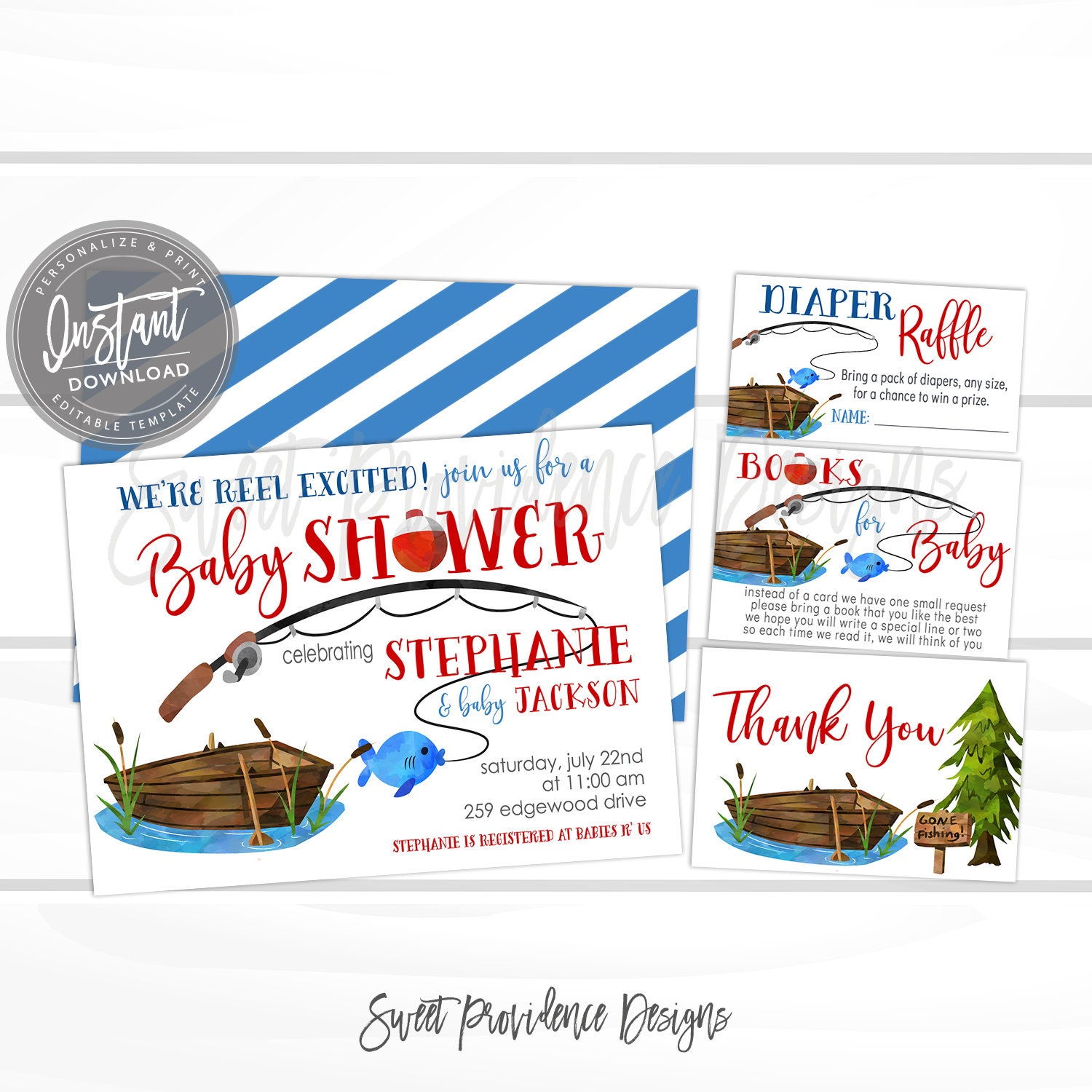 Fishing Baby Shower Invitation Kit We're Reel Excited | Etsy