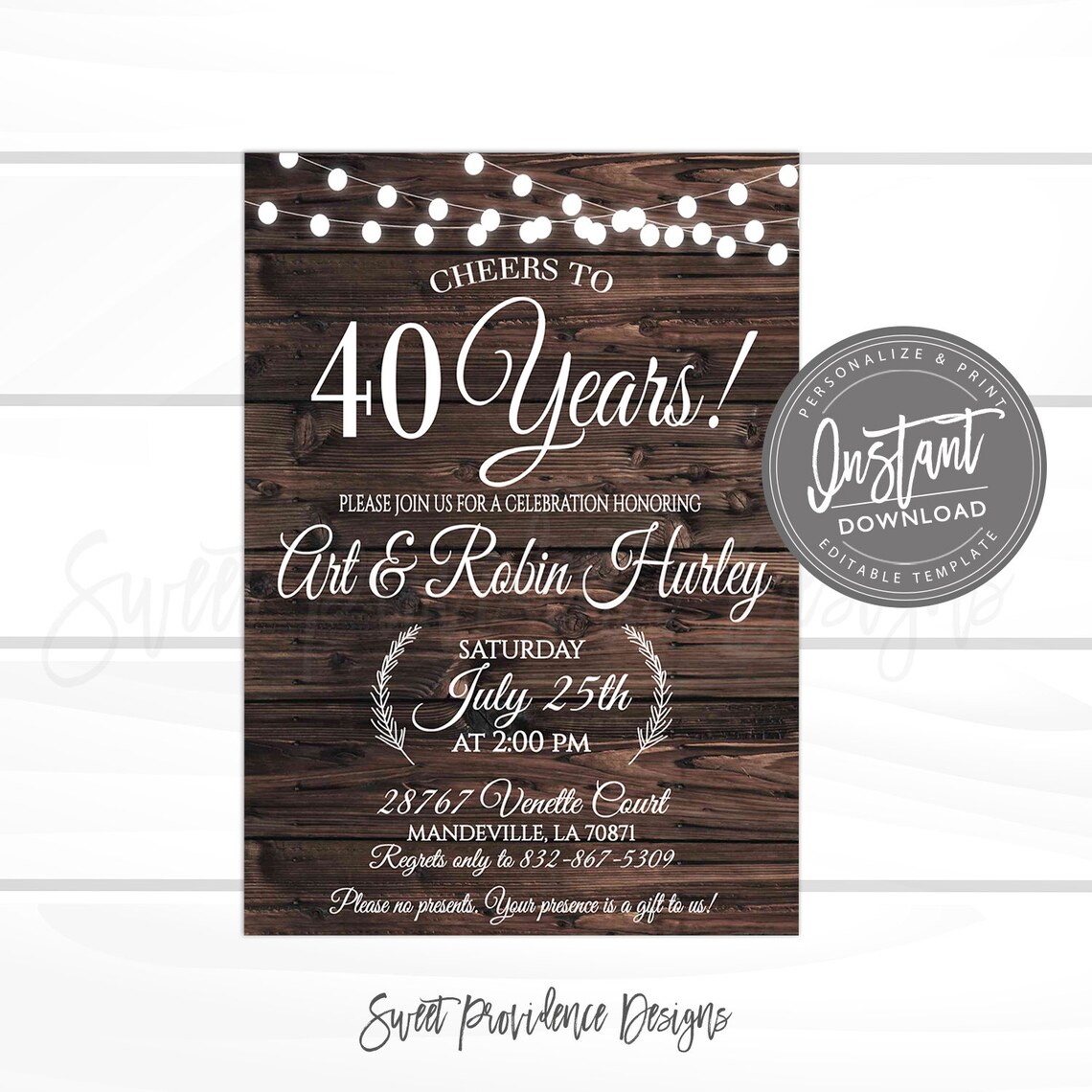 40th Anniversary Invitation Anniversary Party Invitation | Etsy