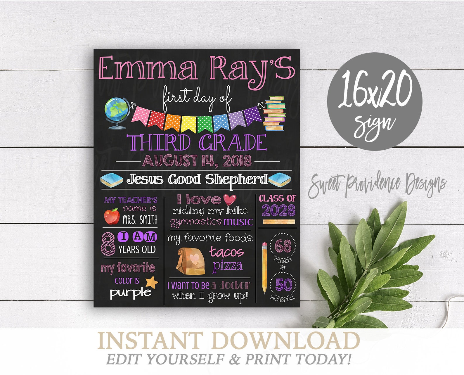 Back to School Chalkboard First Day of School Sign ANY - Etsy