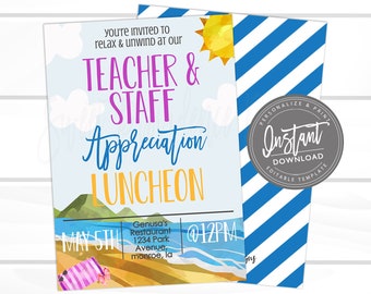 Teacher & Staff Appreciation Luncheon Editable Invitation PTA - Etsy