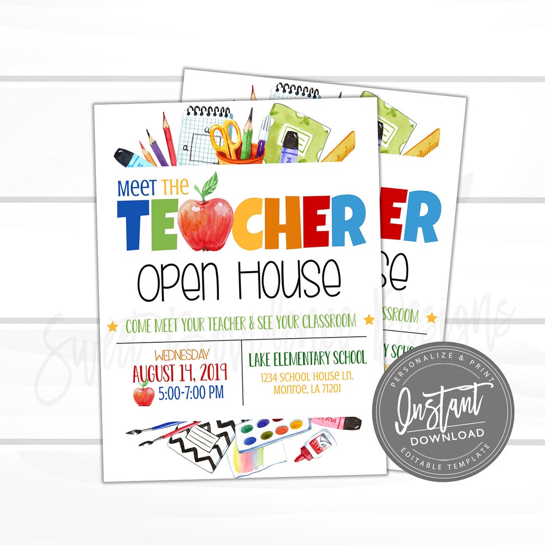 Editable Meet the Teacher, Open House Flyer, PTO PTA Open House Flyer ...