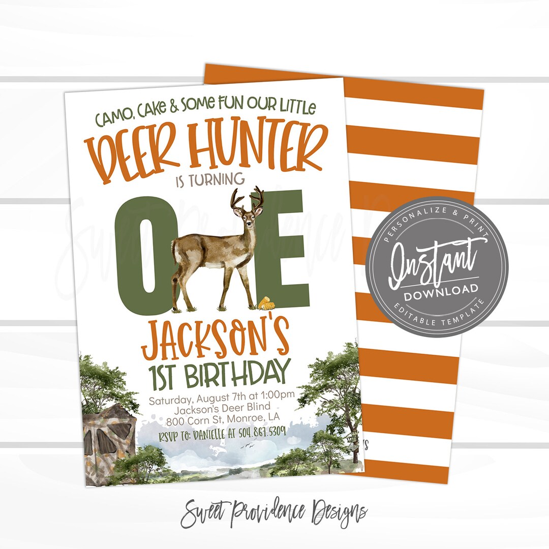 Hunting First Birthday Invitation, Boy Hunter Invitation, Camo Ammo Gun ...