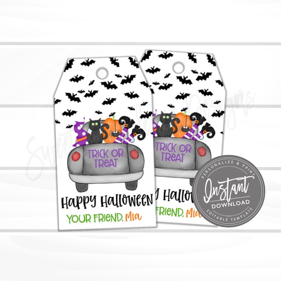 Halloween Gift Tag, Halloween Tag, Trick or Treat Favor Tags, Halloween ...