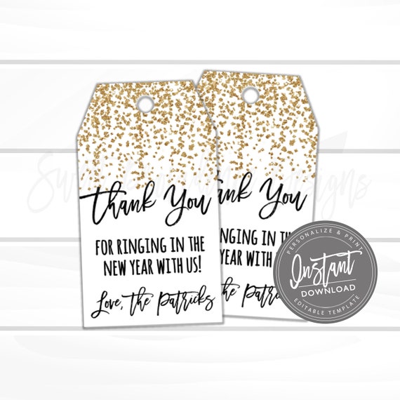 EDITABLE New Years Eve Favor Tag, DIY Holiday Tag, Holiday Favor Tag ...